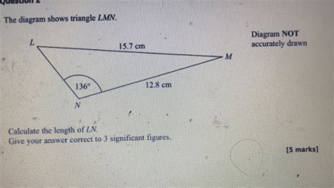 Solved The Diagram Shows Triangle Lmn Diagram Not Accurately Drawn Calculate The Length Of Ln