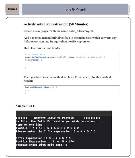 Solved CCCS Lab Stack Activity With Lab Instructor Chegg Com