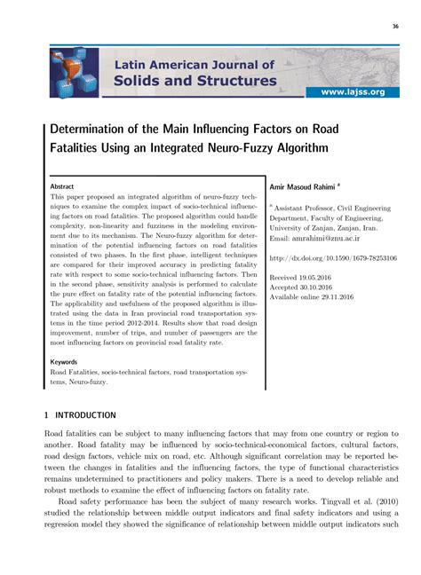 Pdf Determination Of The Main Influencing Factors On Road Fatalities Using An Integrated Neuro
