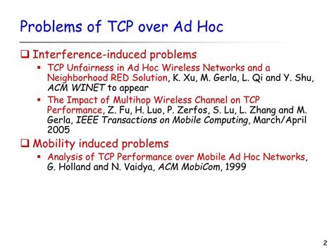 PPT TCP In Ad Hoc Networks PowerPoint Presentation Free Download ID