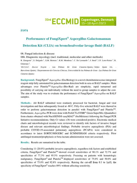 Performance Of Fungixpert® Aspergillus Galactomannan Detection Kit Clia On Bronchoalveolar