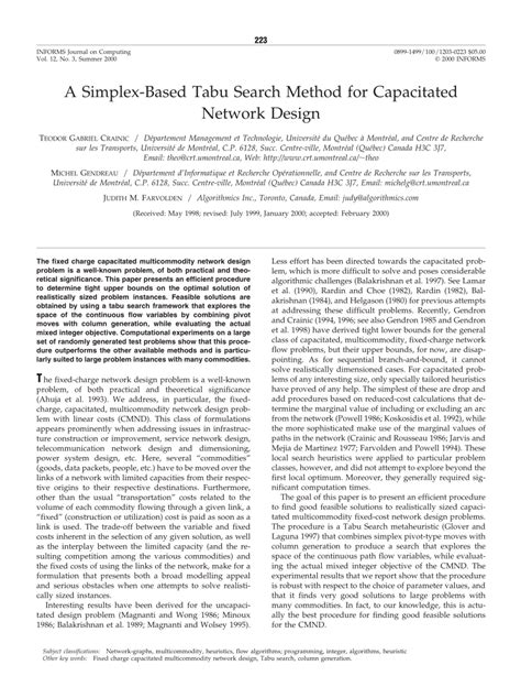 pdf a simplex based tabu search method for capacitated network design