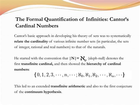 Ppt The Formal Quantification Of Infinities In The Modern Era Cantor