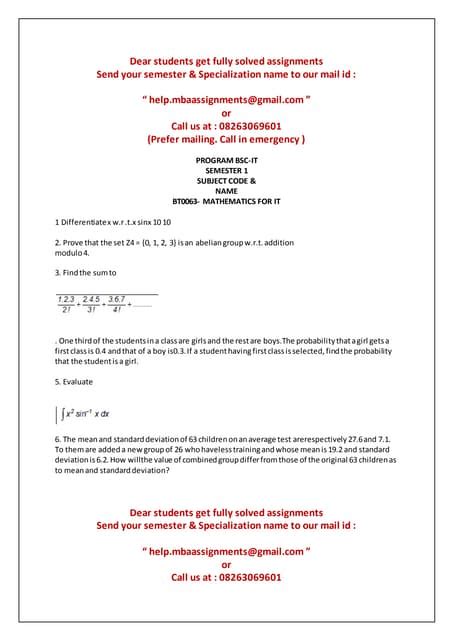 Smu Bsc It Sem 1 Fall 2014 Solved Assignments Pdf