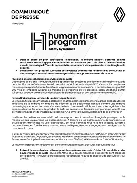 Human First Program By Renault Pdf Renault Sécurité