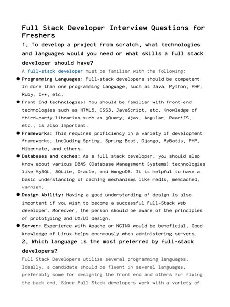 Full Stack Interview Questions Pdf Representational State Transfer Modelviewcontroller