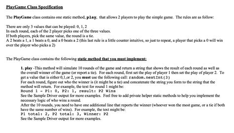 Solved The Player Class Represents A Player That Will Play A