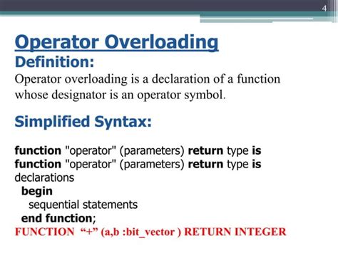 Operating Overloading In Vhdl Ppt