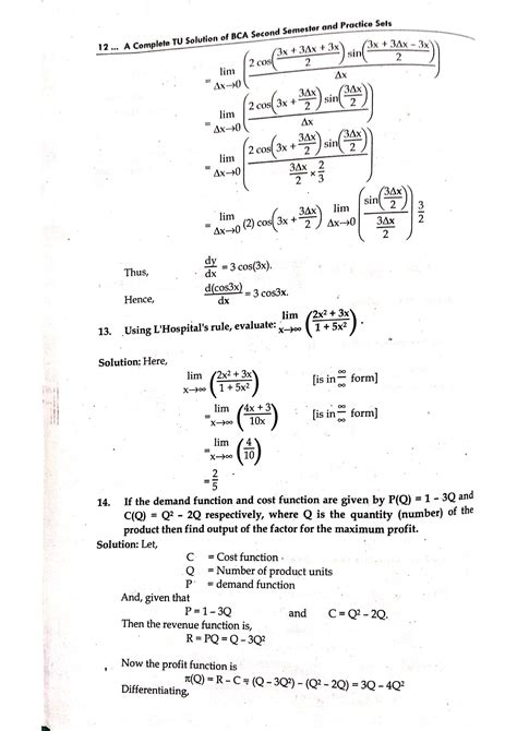 Bca Maths Ii Question Paper Solution 2018 2019 2020 2nd Semester