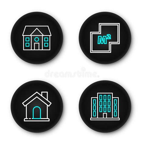 Set Line House Plan And Icon Vector Stock Vector Illustration Of House Architecture 355874335