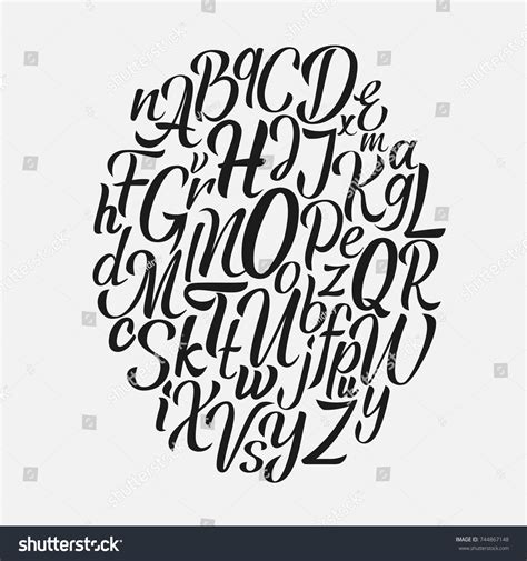 Hand Drawn Lettering Font Brush Script 库存矢量图（免版税）744867148 Shutterstock