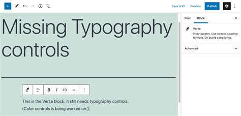 Verse Block Missing Typography Controls · Issue 28099 · Wordpress