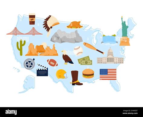 Travel To Usa Infographic Poster Design With Culture Elements
