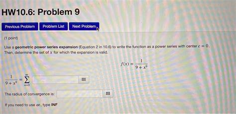 Solved Hw106 Problem 9 Previous Problem Problem List Next
