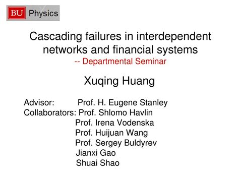 PPT Cascading Failures In Interdependent Networks And Financial Systems Departmental