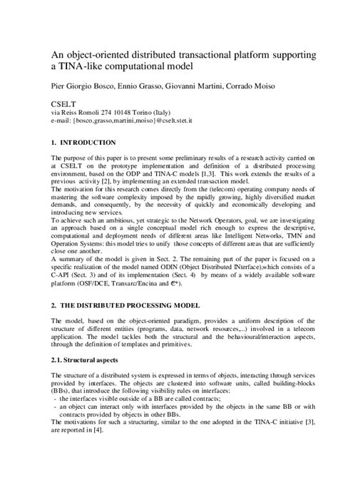 Pdf An Object Oriented Distributed Transactional Platform Supporting