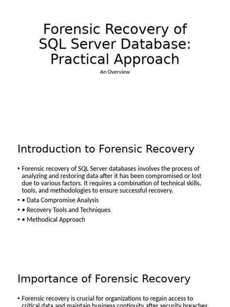 Forensic Recovery Of Sql Server Database Dbms Pdf Databases Audit