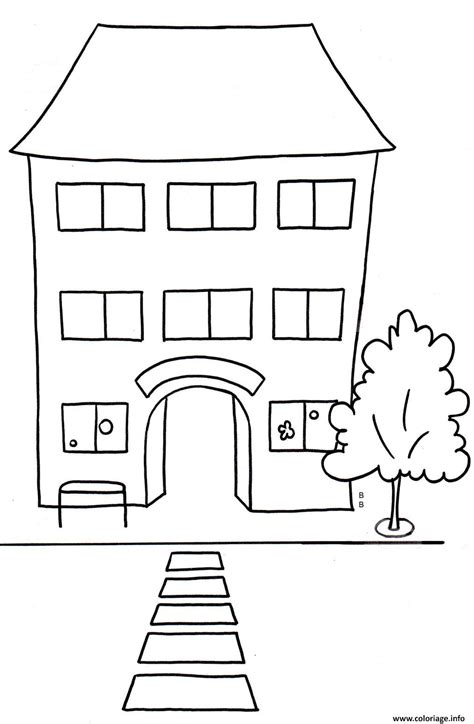 Coloriage Ecole A Deux Etages