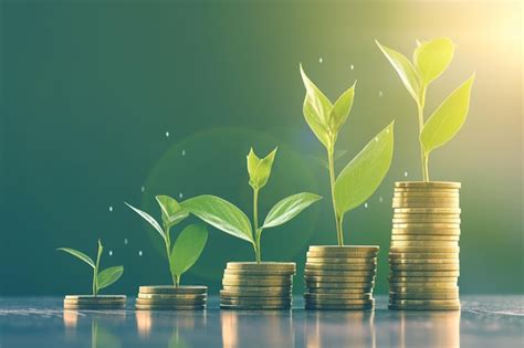 Premium Photo Savings And Investment Growing Coin Stack With Plant