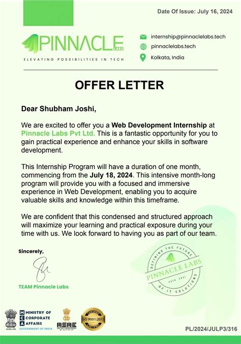 Shubham Joshi On Linkedin Pinnaclelabs Internship2024