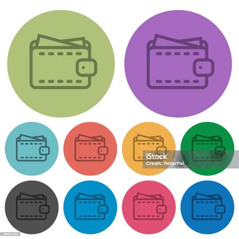 Leather Wallet Outline Color Darker Flat Icons Stock Illustration