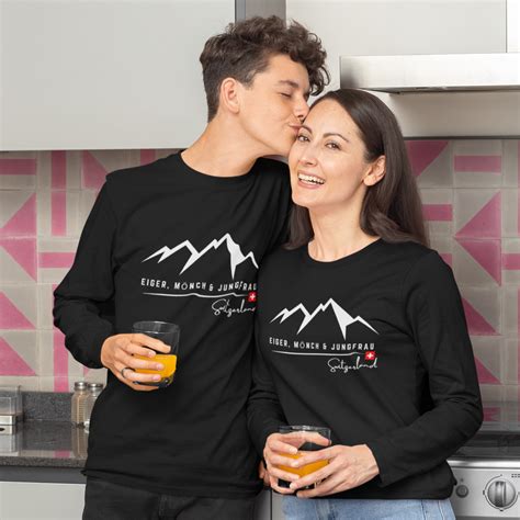 Eiger Mönch And Jungfrau Swiss Alps Skyline Premium Unisex Longslee