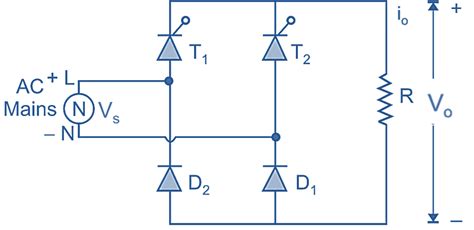 what is single phase semi converter working circuit diagram waveform
