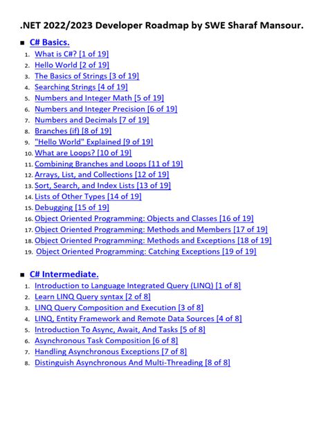 Dotnet Roadmap Pdf Dotnet Roadmap Pdf