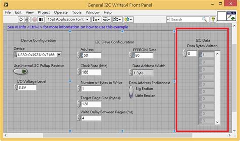 any labview example code of using ni usb 8451 to write data to i2c