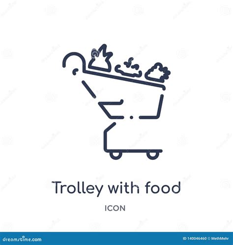 Linear Trolley With Food Icon From Airport Terminal Outline Collection Thin Line Trolley With