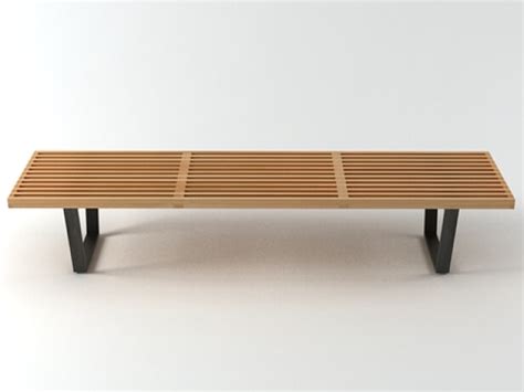 Mid Century Modern Bench 3d Model