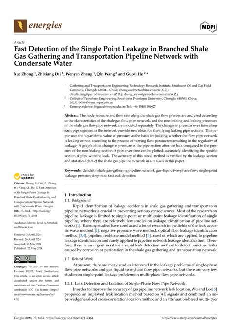 Pdf Fast Detection Of The Single Point Leakage In Branched Shale Gas