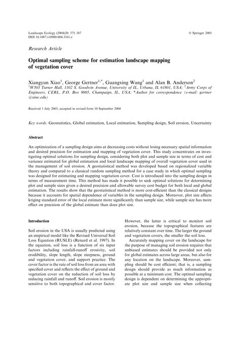 pdf optimal sampling scheme for estimation landscape mapping of