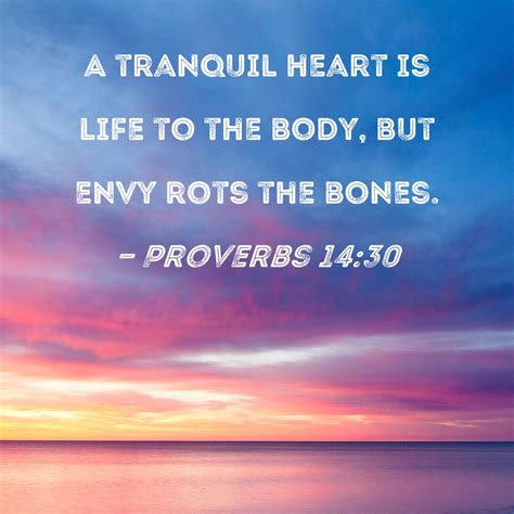 Proverbs 1430 A Tranquil Heart Is Life To The Body But Envy Rots The