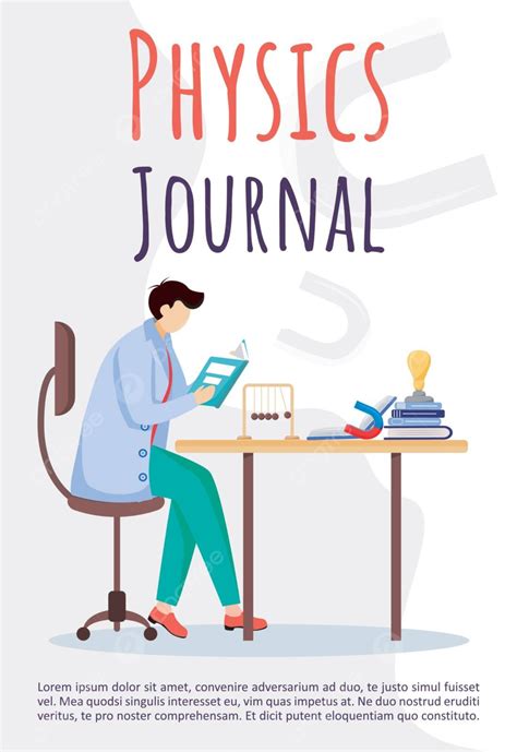 Physics Journal Poster Vector Template Book Cartoon Layout Vector Book