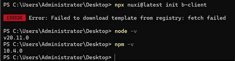 Nodejs Failed To Download Template From Registry Fetch Failed When Init Nuxt Project Stack