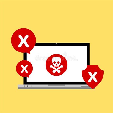 Alert Notification On Laptop Computer Vector Malware Concept Spam Data Fraud Internet Error