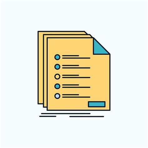 Check Filing List Listing Registration Flat Icon Green And Yellow Sign And Symbols For