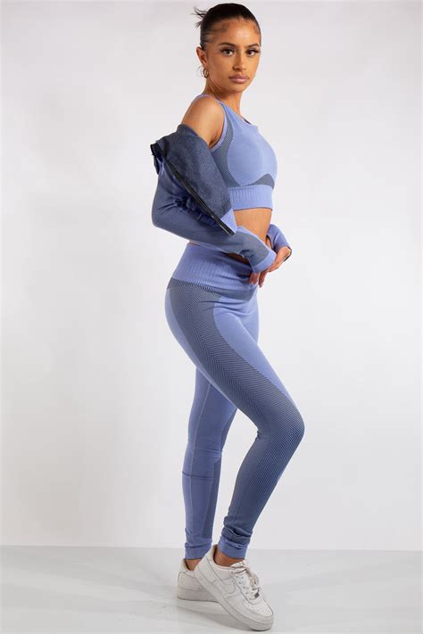 Amiya Blue 3 Piece Activewear Fitness Gym Wear Set Miss Hussy