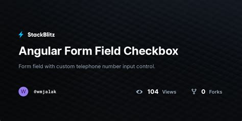Angular Form Field Checkbox Stackblitz