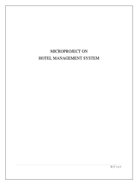 Microproject On Hotel Management System Pdf Banks Method