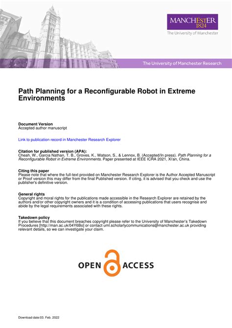 Pdf Path Planning For A Reconfigurable Robot In Extreme Environments