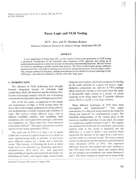 Pdf Fuzzy Logic And Vlsi Testing