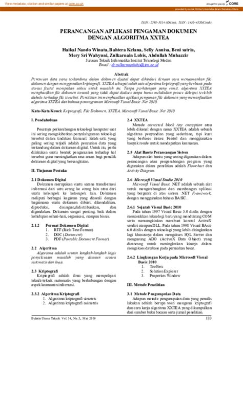 Pdf Perancangan Aplikasi Pengaman Dokumen Dengan Algoritma Xxtea