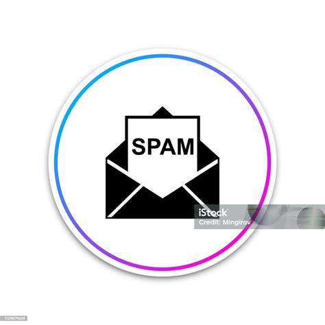스팸 메일 아이콘이 흰색 배경에 고립 된 봉투 바이러스 불법 복제 해킹 및 보안의 개념 화이트 원 버튼입니다 벡터 일러스트 레이 션 개념에 대한 스톡 벡터 아트 및 기타