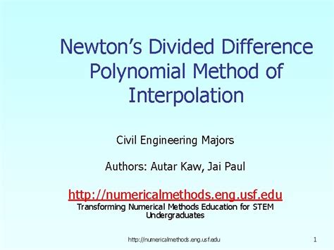 Newtons Divided Difference Polynomial Method Of Interpolation Civil
