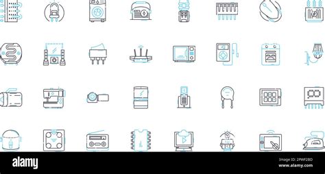Electrical Appliances Linear Icons Set Power Efficiency Voltage Wattage Current
