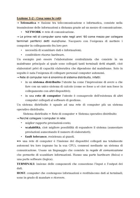 Appunti Reti Informatiche Docsity