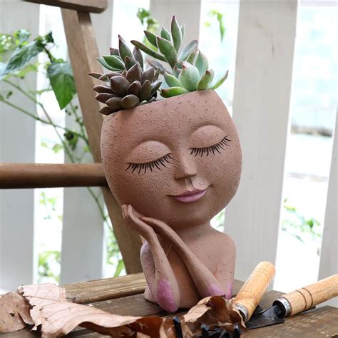 Romehaha Head Planter Face Planters Pots With Drainage