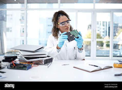 Computer Hardware Programming And Black Woman Electrician Working On